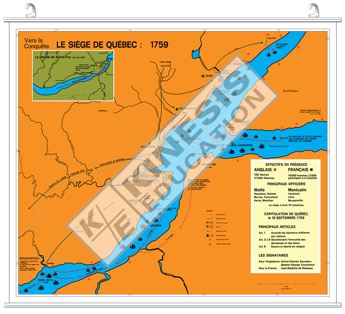 Le siège de Québec : 1759 | Vers la conquête | Carte murale plastifiée ...